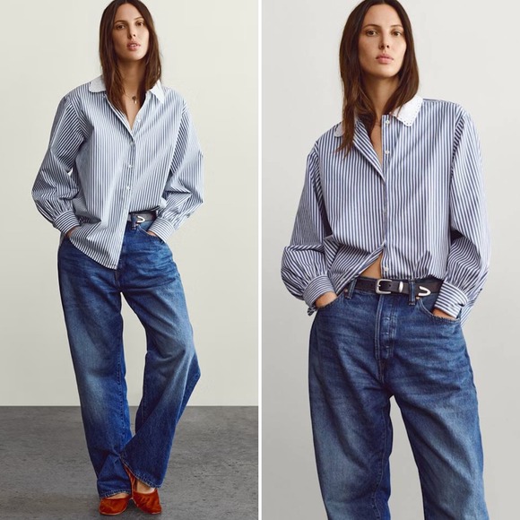 Doen | Tops | Nwot Gap X Doen Organic Cotton Striped Big Shirt Small ...